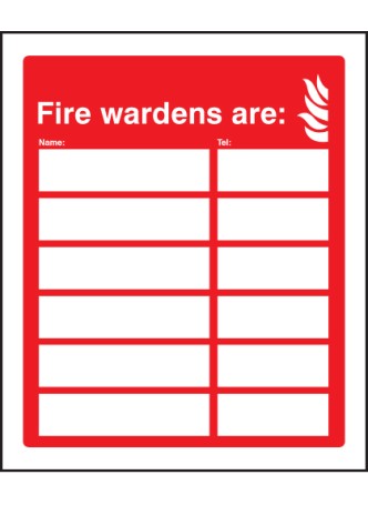 Fire Wardens Are (6 Names and Numbers)