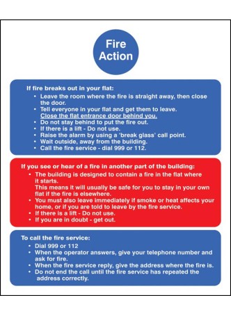 Fire Action Notice (Stay Put) for Flats