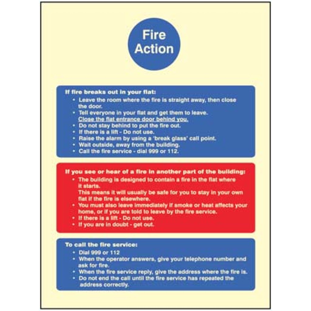 Fire Action Notice (Stay Put) for Flats