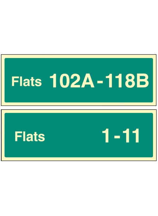 Flats X-Y (Specify when Ordering: eg 1-20) - Stairway Dwelling ID Signs