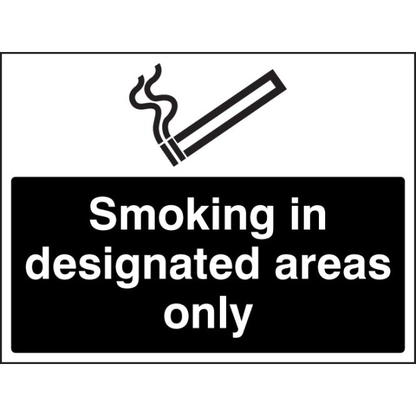 Smoking in Designated Areas Only (White / Black)