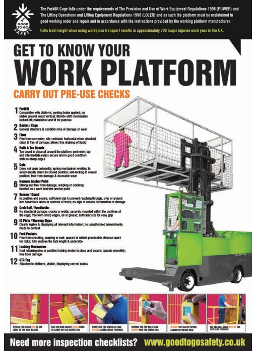 GTG Forklift Work Platform Inspection - Poster