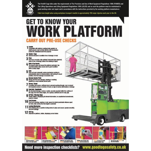 GTG Forklift Work Platform Inspection - Poster