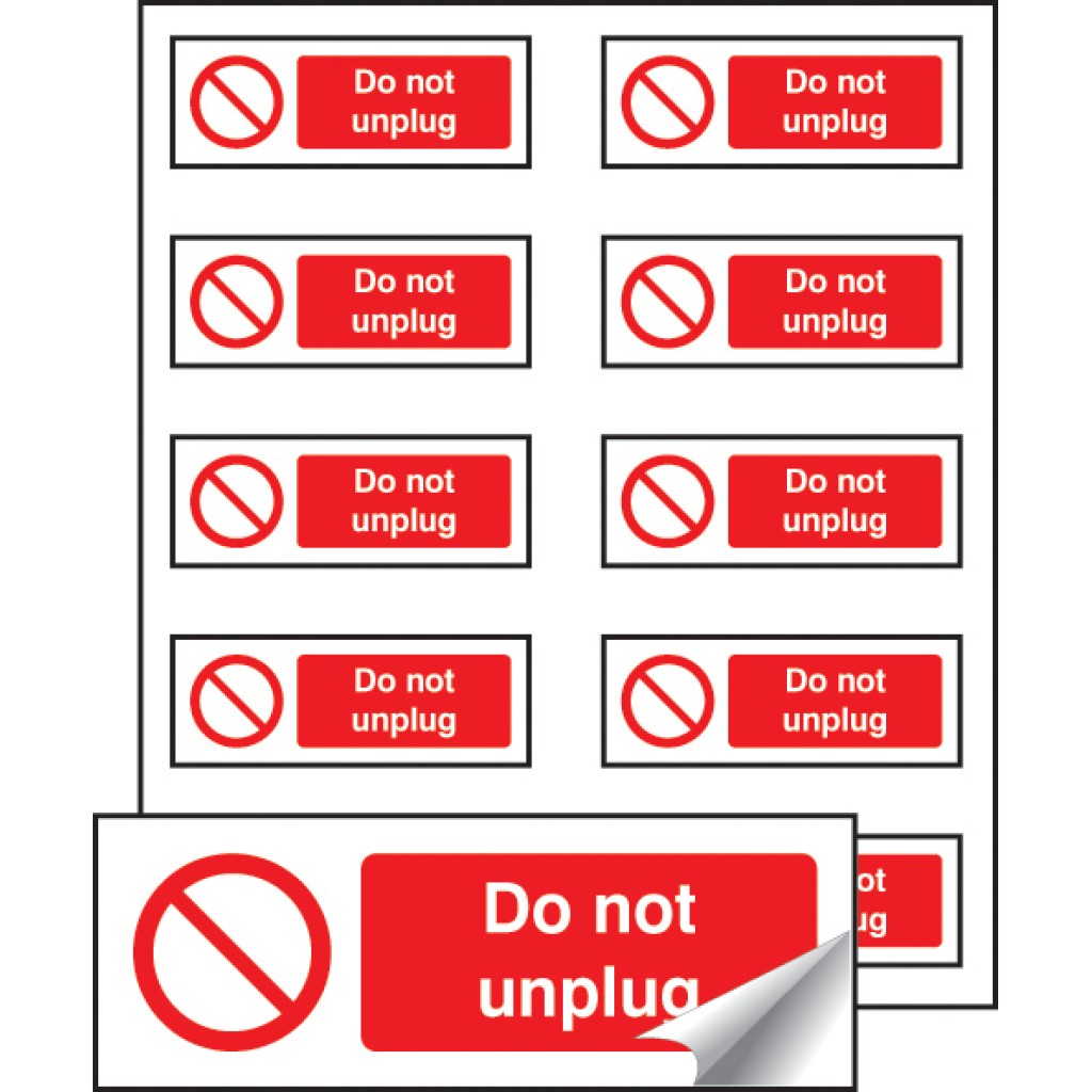 10 x Do Not Unplug Labels - 40 x 18mm