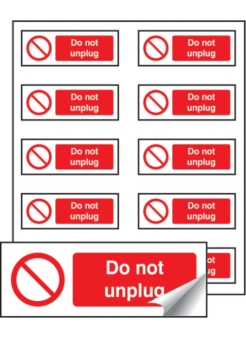 10 x Do Not Unplug Labels - 40 x 18mm