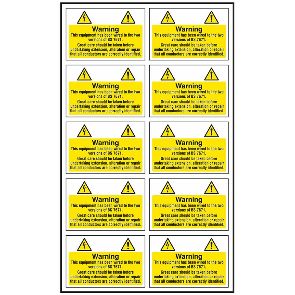 10 x Electrical Hazard Label - 75 x 50mm