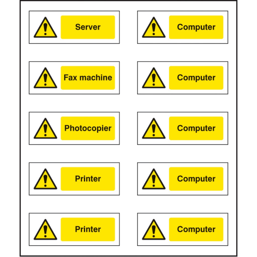 10 x Office Labels (Various Machinery) - 40 x 18mm