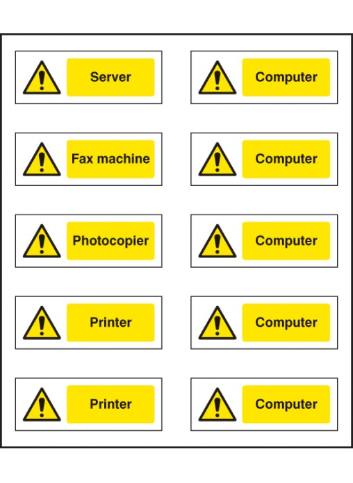 10 x Office Labels (Various Machinery) - 40 x 18mm