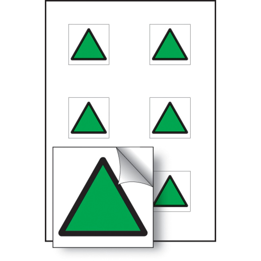 6 x Green Triangle Vibration Safety - 25 x 25mm