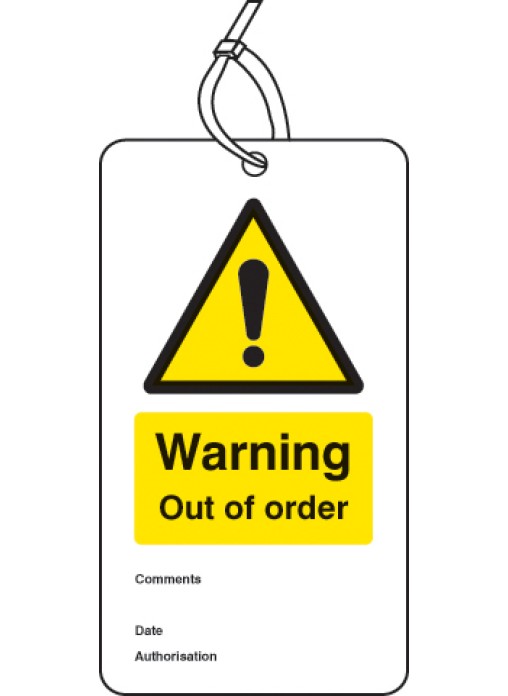 Warning - Out of Order - Double Sided Safety Tag (Pack of 10)