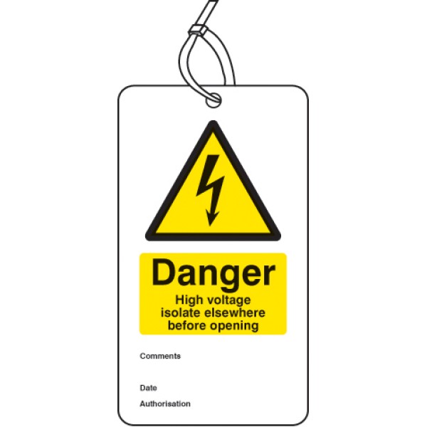 Danger - High Voltage Isolate Elsewhere D / S Tag (Pack of 10)