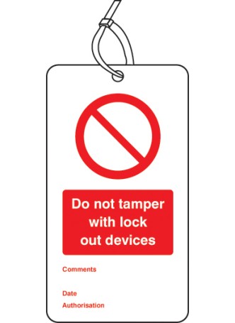Lockout Tag - Do Not Tamper with Lock Out Devices - 80 x 150mm (Pack of 10)