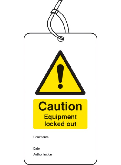 Lockout Tag - Caution - Equipment Locked Out - 80 x 150mm (Pack of 10)