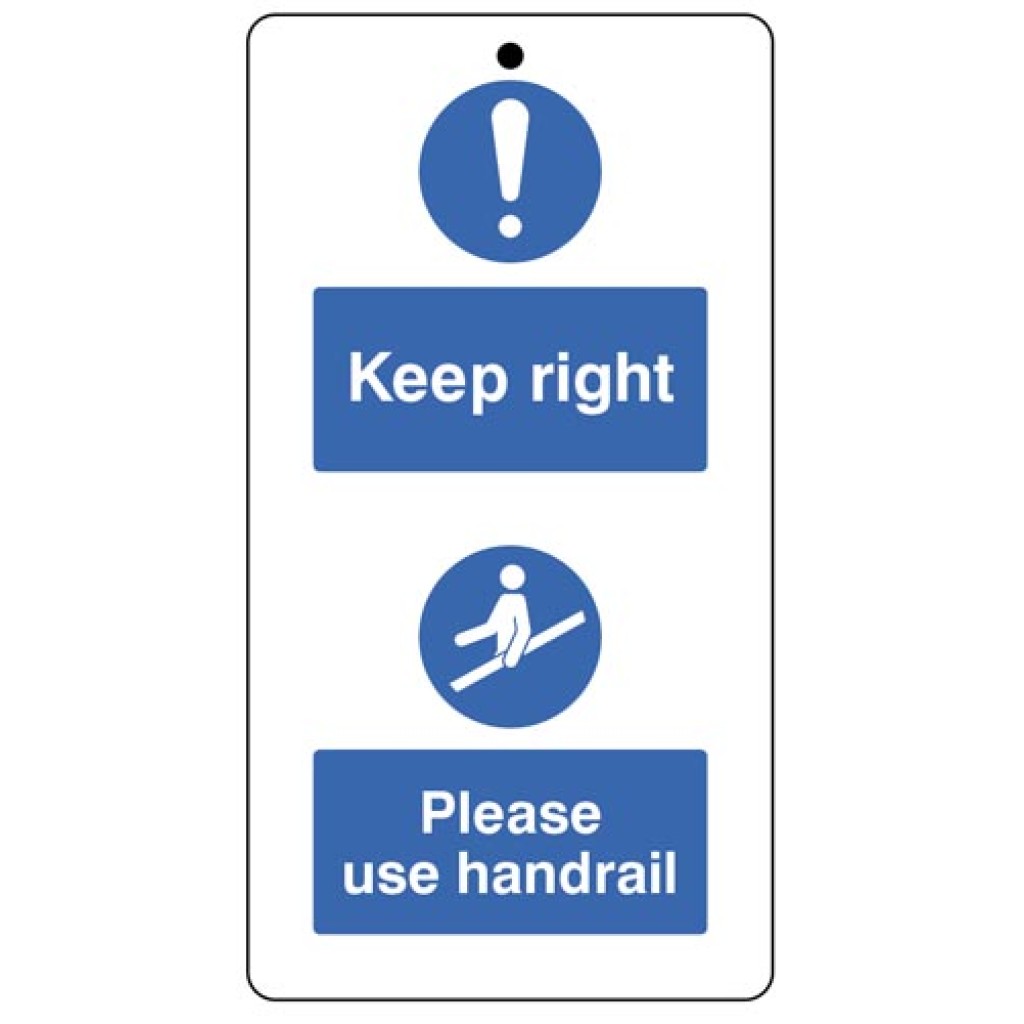 10 x Keep to the Right & Use the Handrail - Double Sided Safety Tags