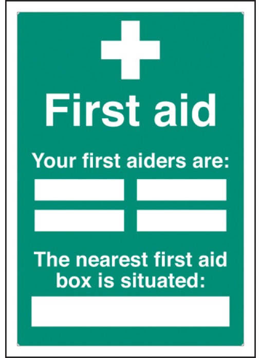 First Aiders the Nearest First Aid Box Is Situated - Adapt-a-Sign
