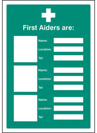 First Aiders Are (Space for 3) - Adapt-a-Sign
