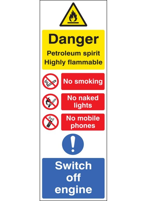 Petroleum Spirit Highly Flammable (Multi-Message) 200 x 600mm