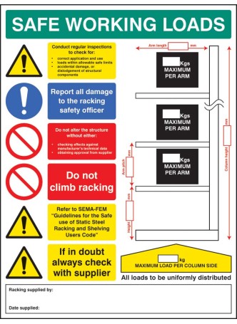 SWL Cantilever Racking Sign