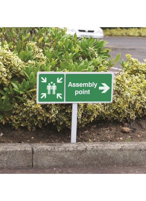 Assembly Point Right - Verge Sign c/w 800mm Post