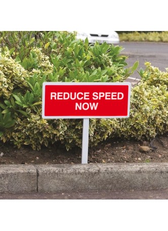 Reduce Speed Now - Verge Sign c/w 800mm Post