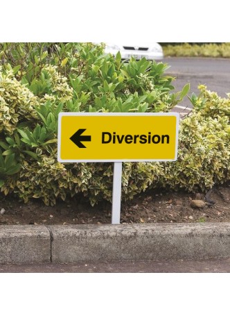 Diversion Left - Verge Sign c/w 800mm Post