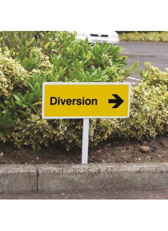 Diversion Right - Verge Sign c/w 800mm Post