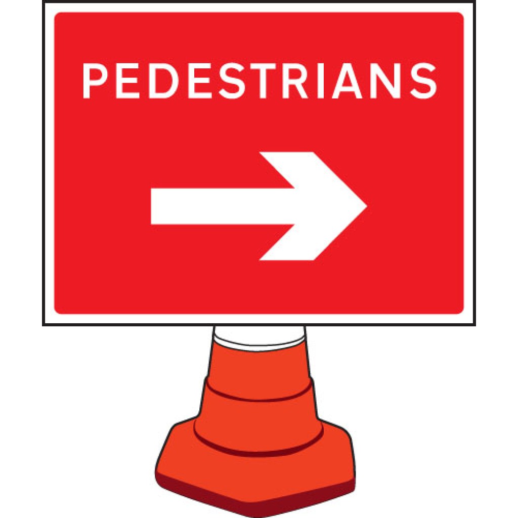 Pedestrians Arrow Right - Cone Sign