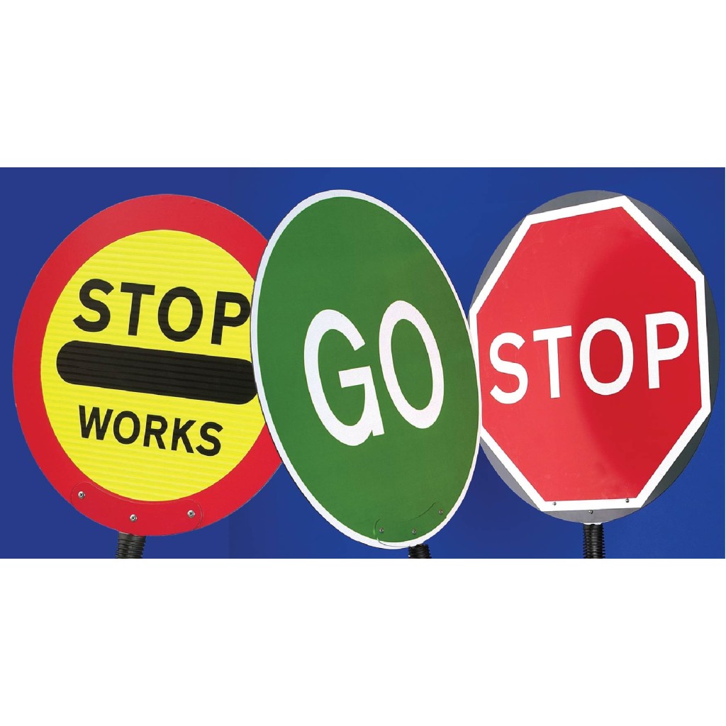 Stop Works Lollipop Sign 450mm Dia - 1500mm Pole