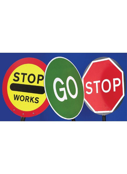 Stop Works Lollipop Sign 450mm Dia - 1500mm Pole