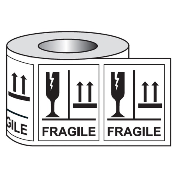 Roll of 250 Fragile Glass this Way Up Self Adhesive Labels