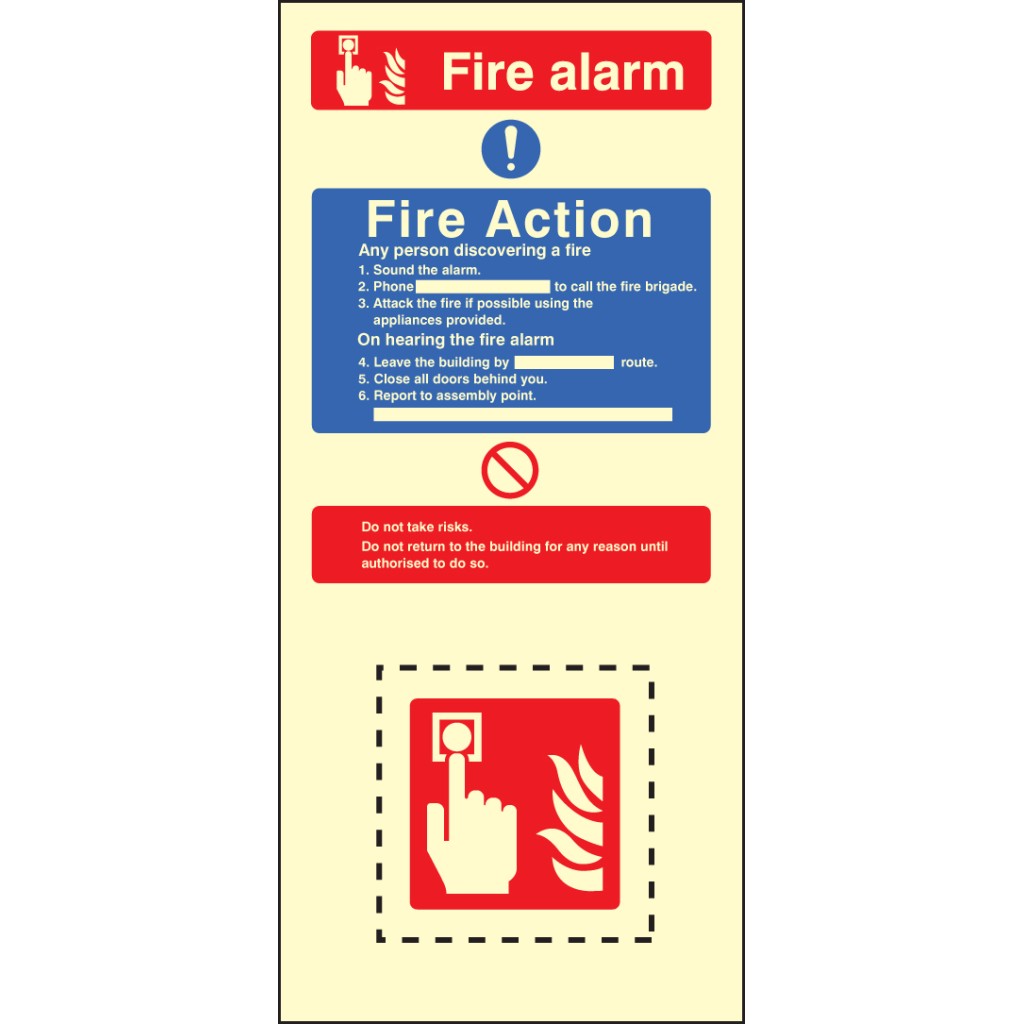 Call Point Fire Action Set - Photoluminescent Rigid PVC