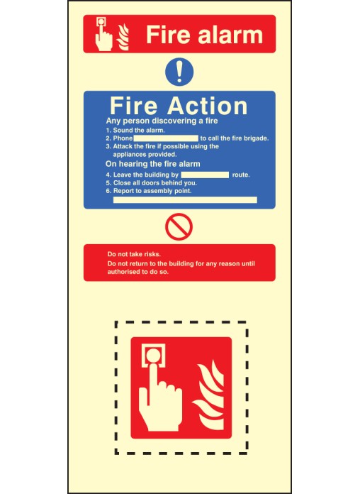 Call Point Fire Action Set - Photoluminescent Rigid PVC