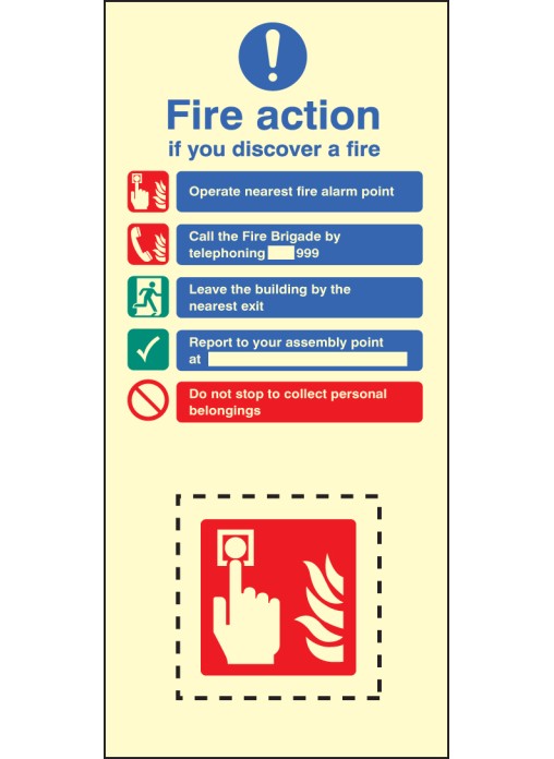Call Point Fire Action Set - Photoluminescent Rigid PVC