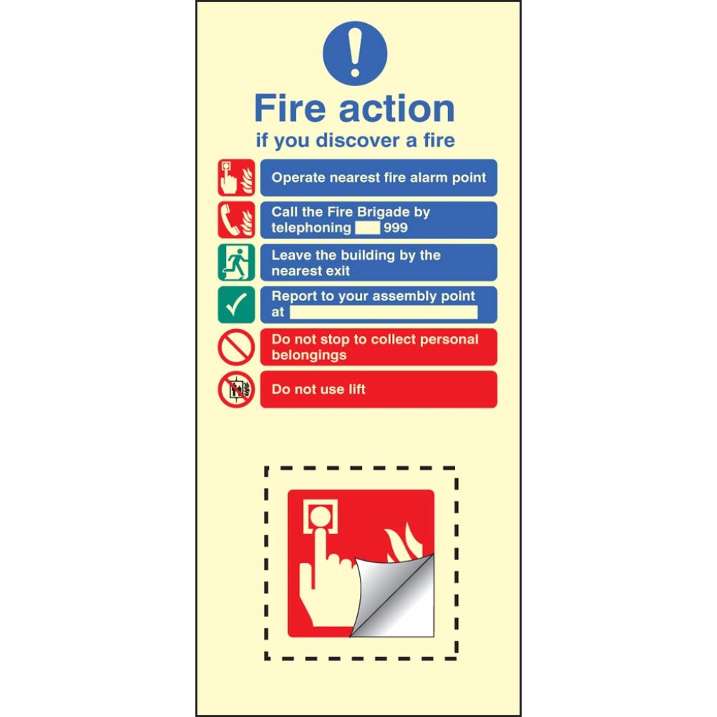 Call Point Fire Action Set - Photoluminescent Rigid PVC