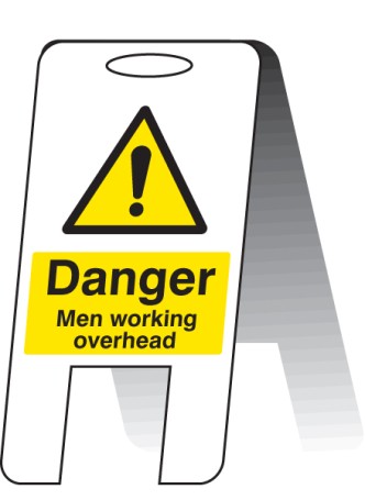 Caution - Men Working Overhead - Lightweight Self Standing Sign