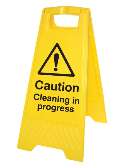 Caution - Cleaning in Progress - Self Standing Folding Sign