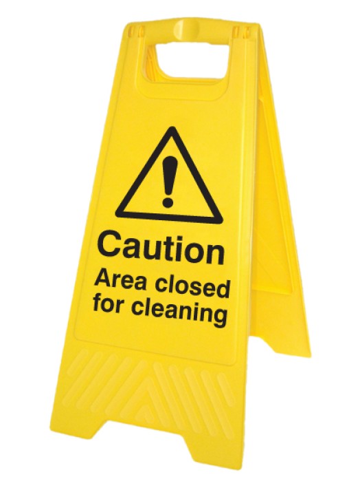 Caution - Area Closed for Cleaning - Self Standing Floor Sign