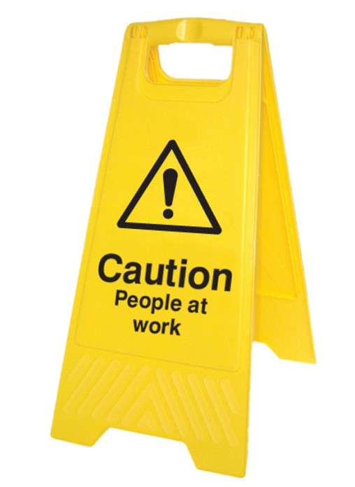 Caution - People at Work - Self Standing Floor Sign