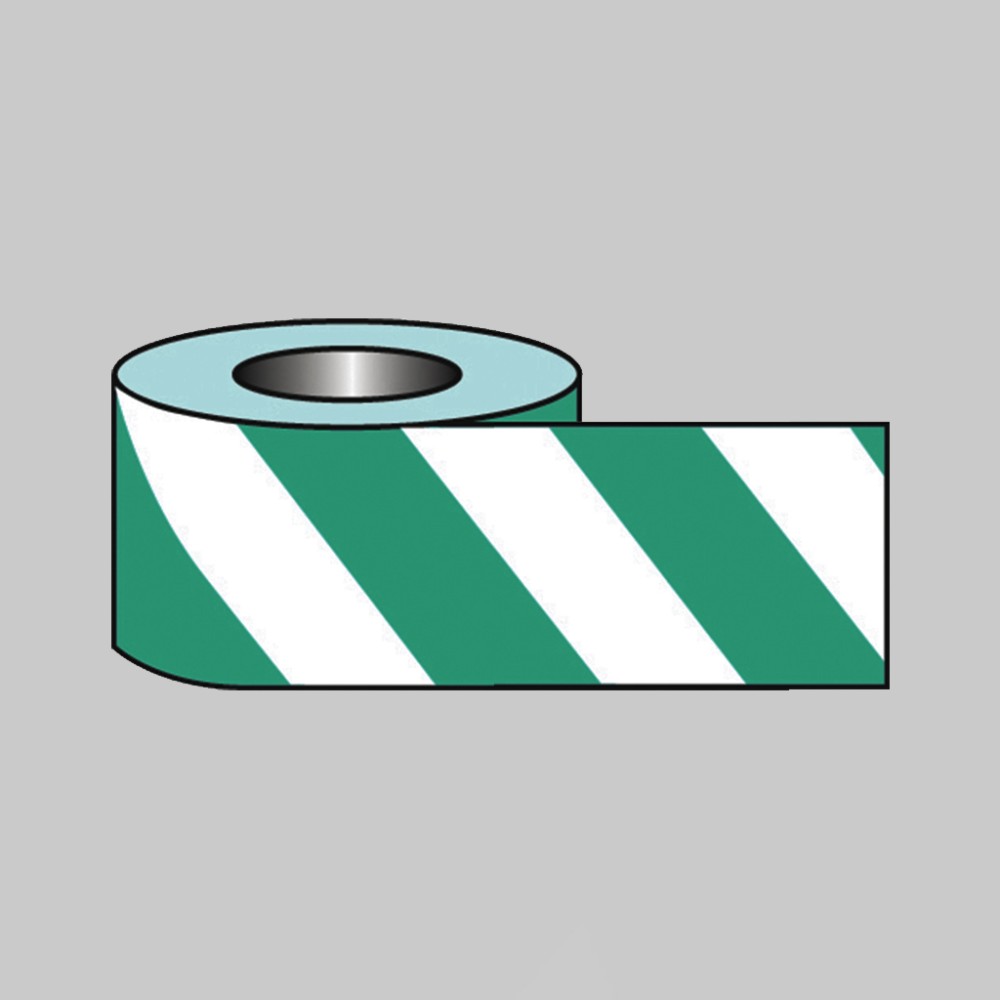 Self Adhesive Hazard Tape - 33m x 50mm - Green / White