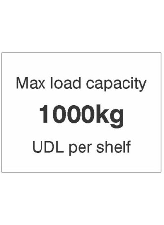 Max load Capacity 1000kg UDL Per Shelf