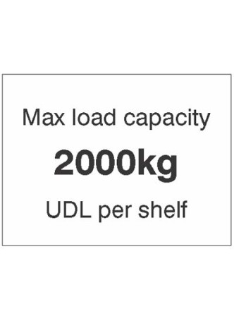 Max load Capacity 2000kg UDL Per Shelf
