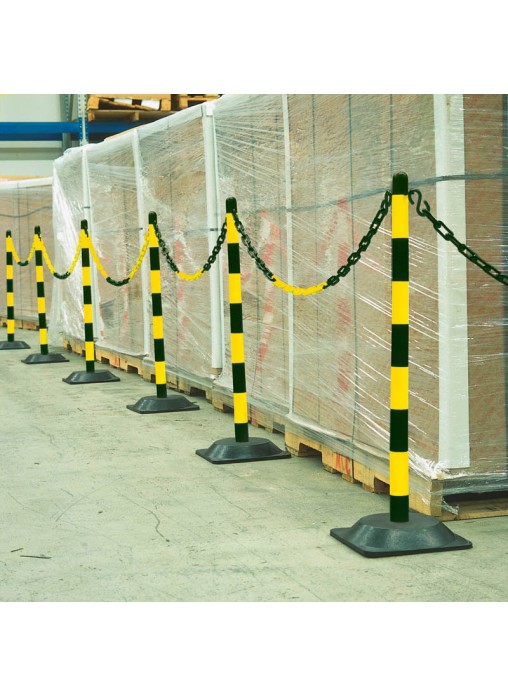 10m Chain Post Kit - 6 Posts - 10m Chain - 10 Hooks & Links - Rubber Base