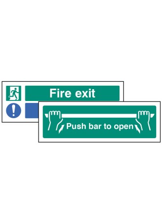 Fire Exit - Keep Clear / Push Bar to Open - Double Sided Window Sticker