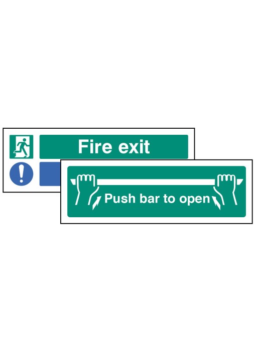 Fire Exit - Keep Clear / Push Bar to Open - Double Sided Window Sticker