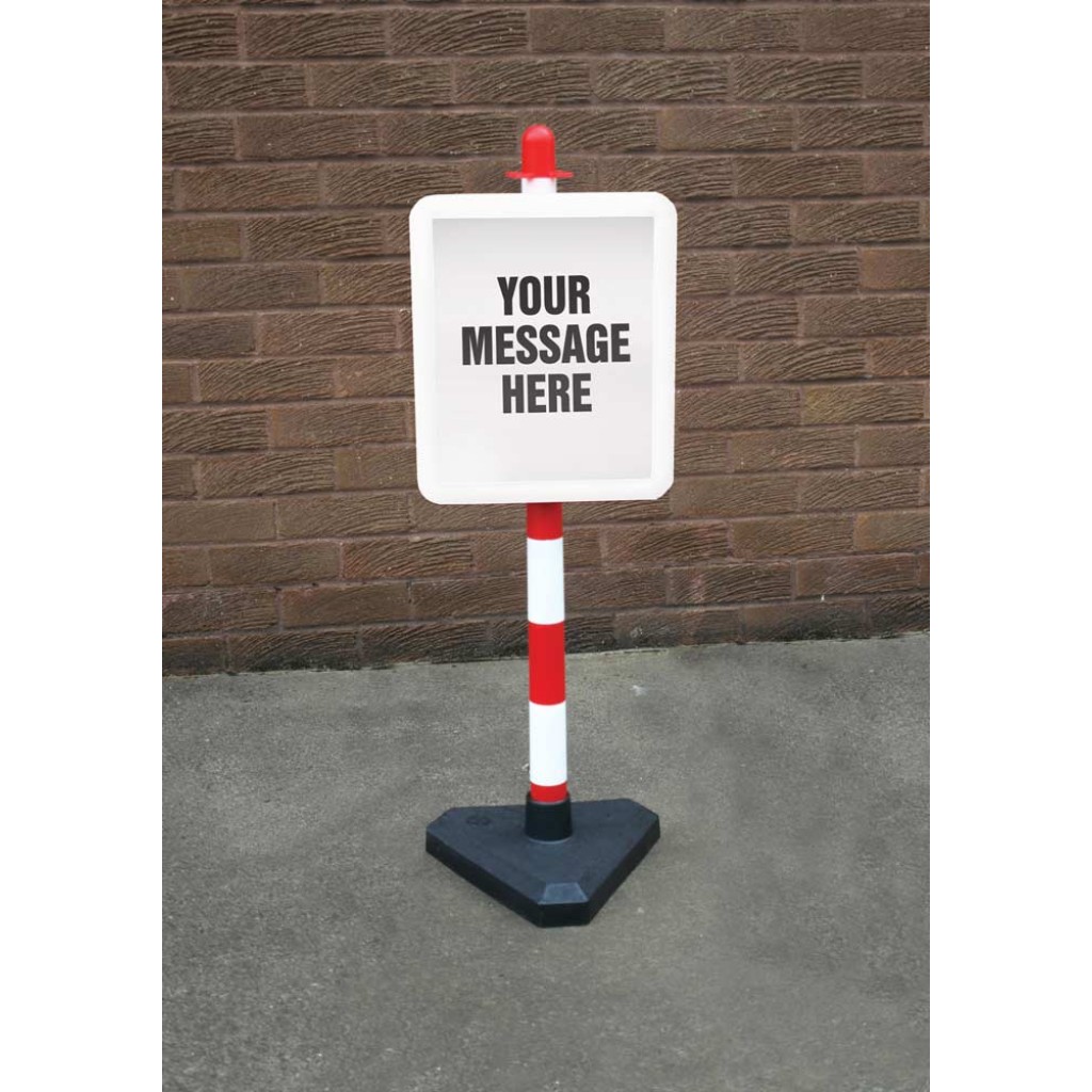 Bespoke Sign with Red and White Post c/w Base