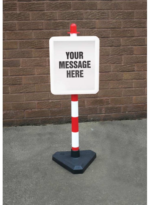 Bespoke Sign with Red and White Post c/w Base