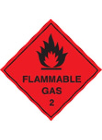 Roll of 100 Flammable Gas 2 Labels - 100 x 100mm