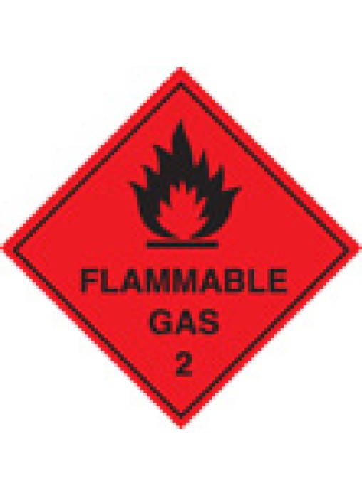Roll of 100 Flammable Gas 2 Labels - 100 x 100mm