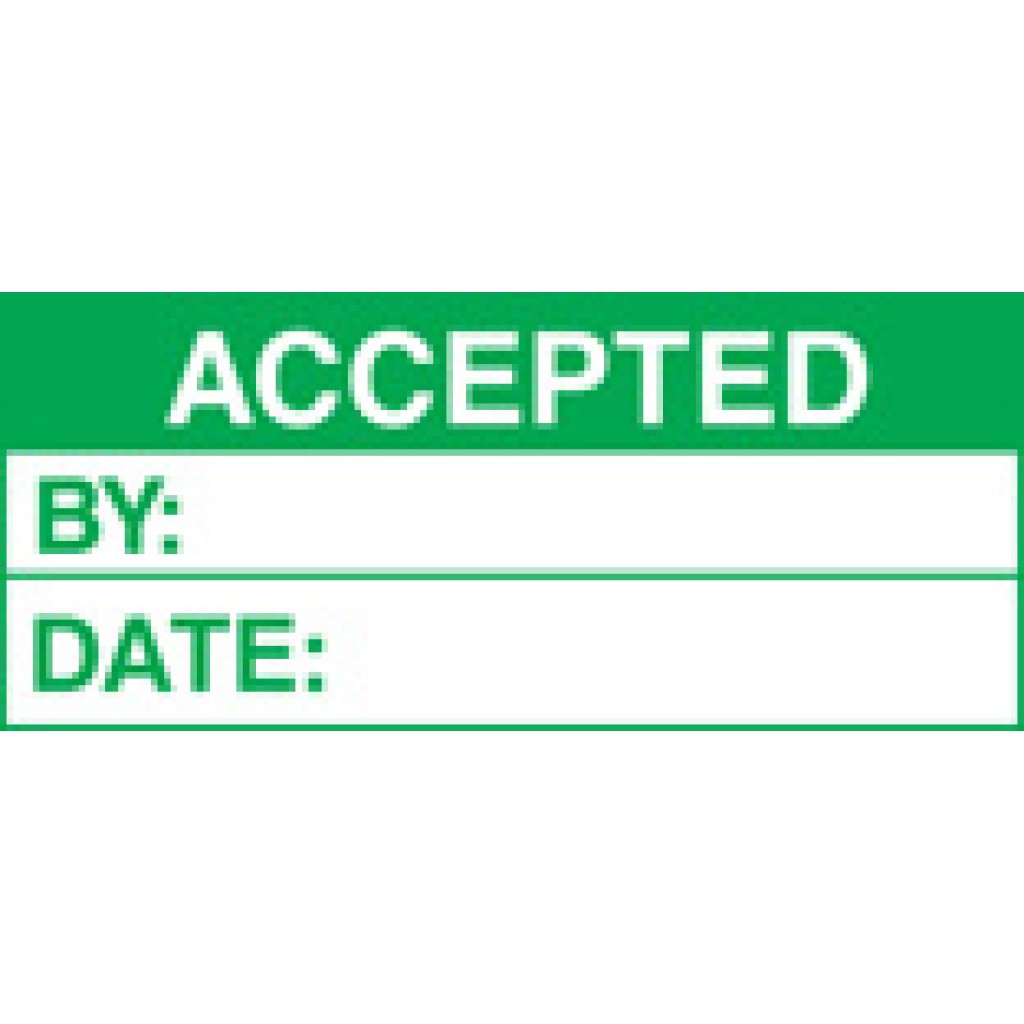 Roll of 100 Accepted Labels - 50 x 20mm