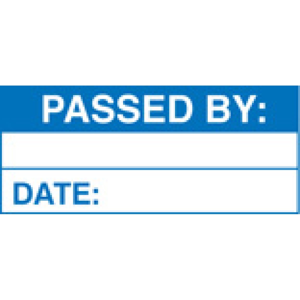 Roll of 100 Passed By Labels - 50 x 20mm